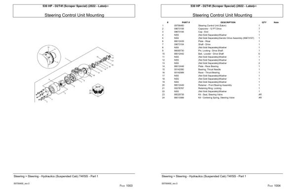 Versatile Tractor 530 HP D2T4f Scraper Special Parts Catalog 2022-