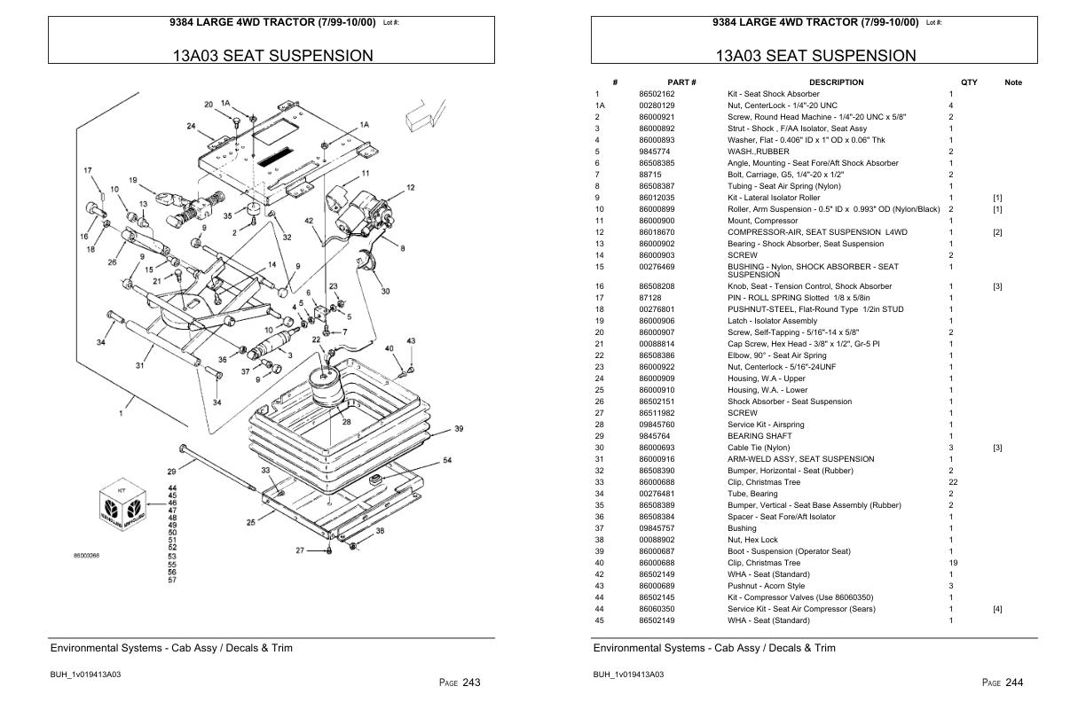 Versatile Tractor 9384 Large 4WD Parts Catalog 1999-2000