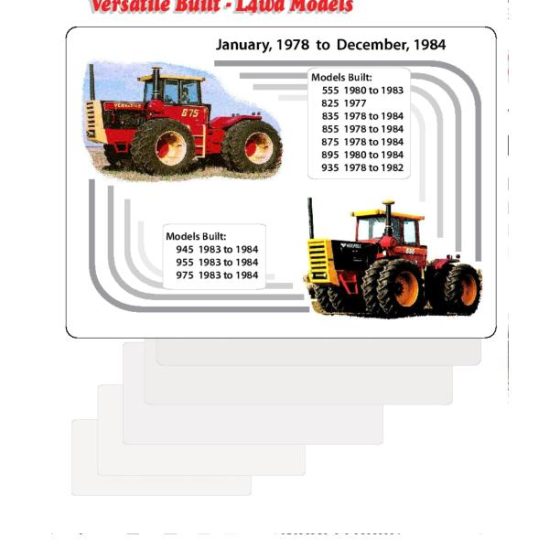 Versatile Tractor 9384 Large 4WD Parts Catalog 1999-2000