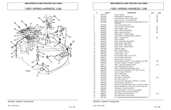 Versatile Tractor 9680 4WD Parts Catalog 1994-1995