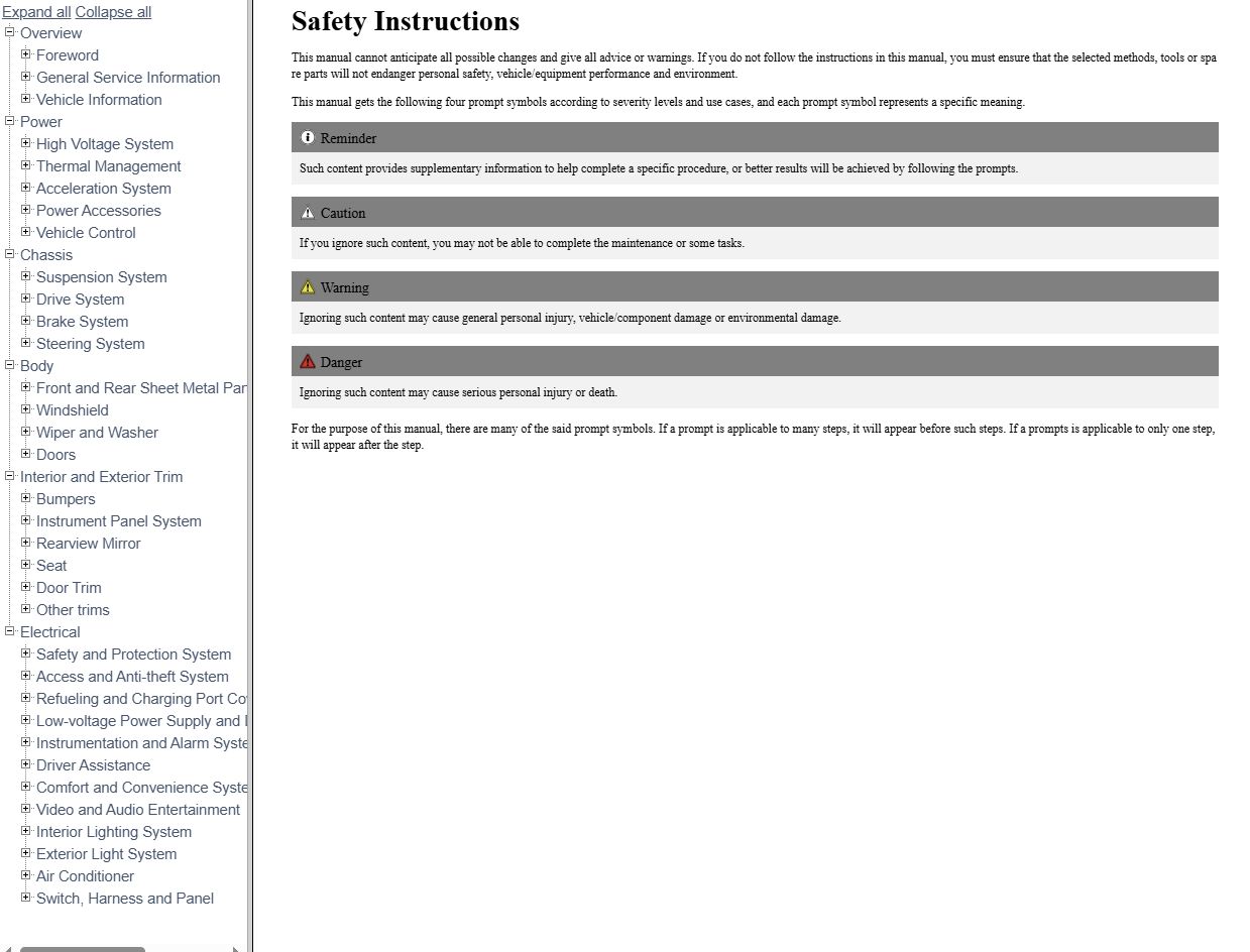 BYD D1 Battery Electric Vehicle Model 2023 Service Manual