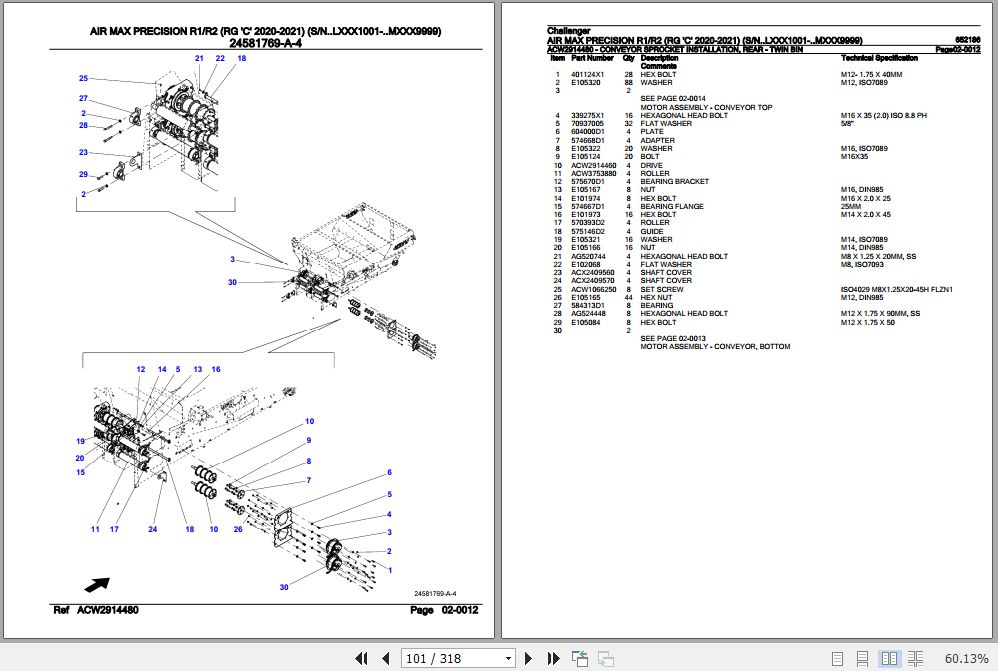 Challenger Air Max Precision R1 R2 Parts Catalog 652186
