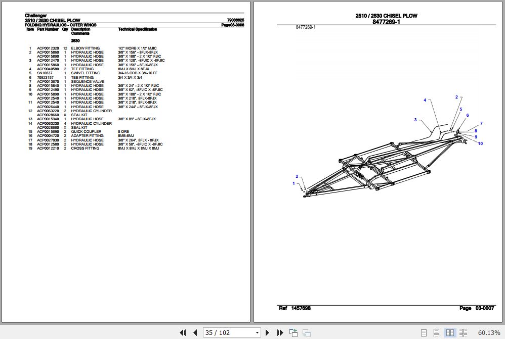 Challenger Chisel Plow 2510 2530 Parts Catalog 79036625
