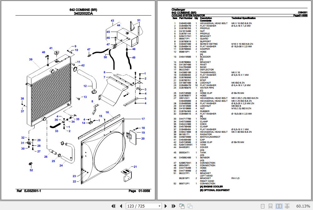 Challenger Combine 642 Parts Catalog C064201
