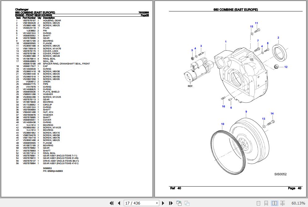 Challenger Combine 660 Parts Catalog 79032856