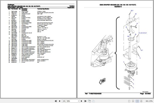 Challenger Draper Header 5300 Parts Catalog 79036524