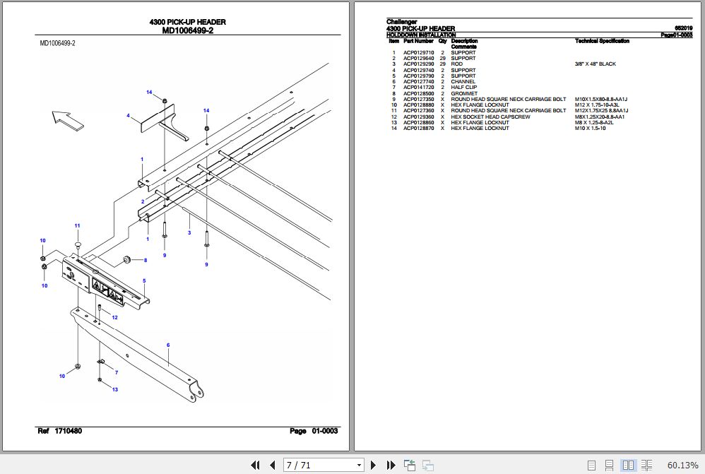 Challenger Pick-Up Header 4300 Parts Catalog 652019