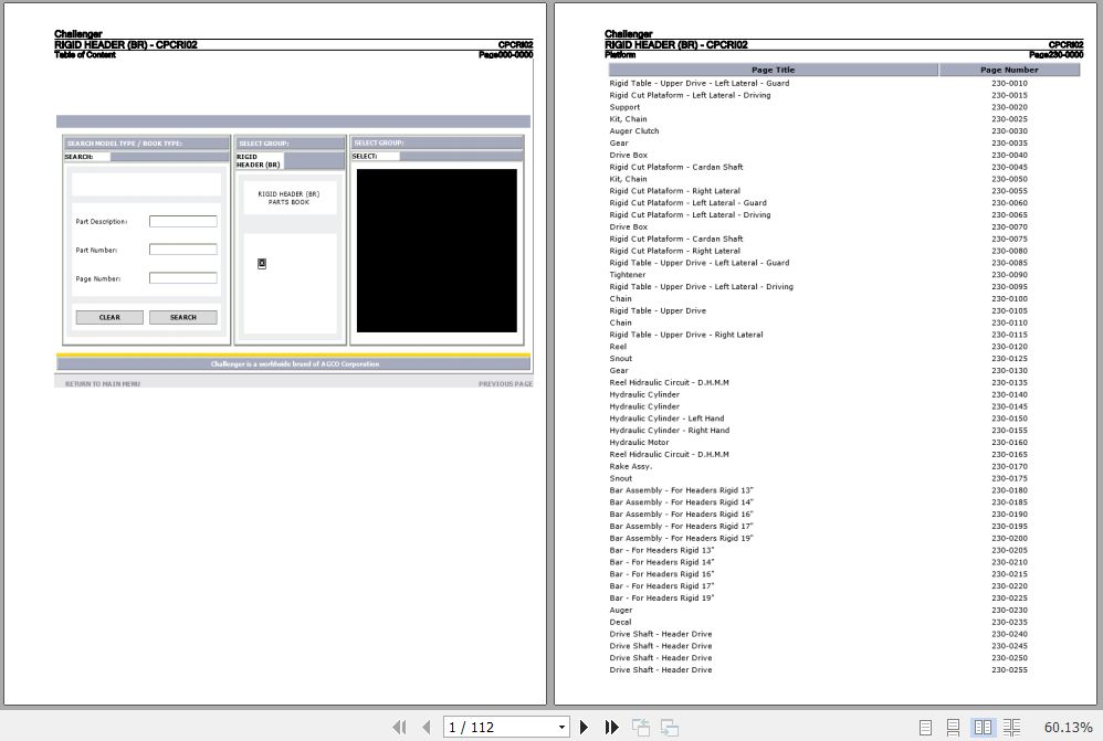 Challenger Rigid Header BR Parts Catalog CPCRI02