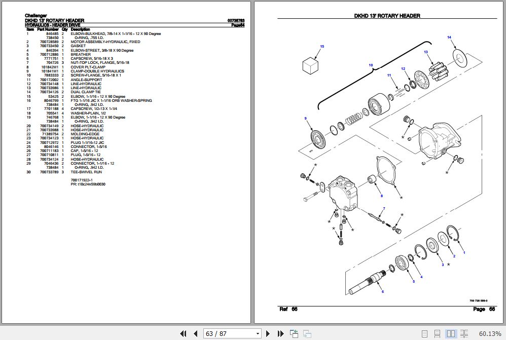 Challenger Rotary Header DKHD Parts Catalog 00735783