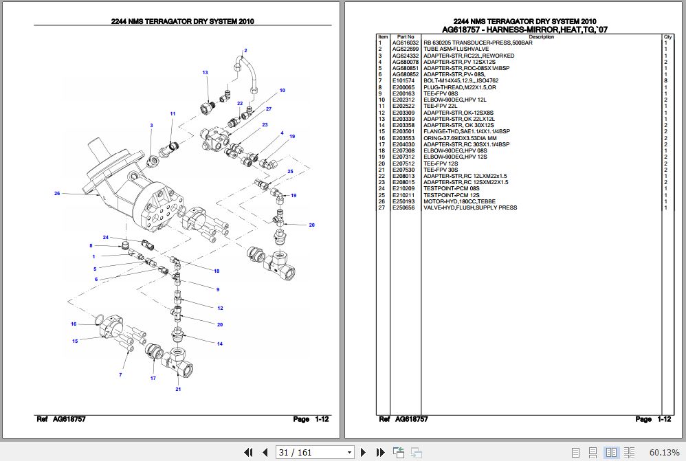 Challenger Terragator 2244 NMS Dry System Parts Catalog AG635455