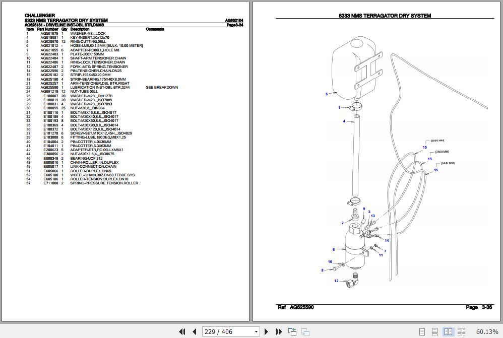 Challenger Terragator 8333 NMS Dry System Parts Catalog AG632104