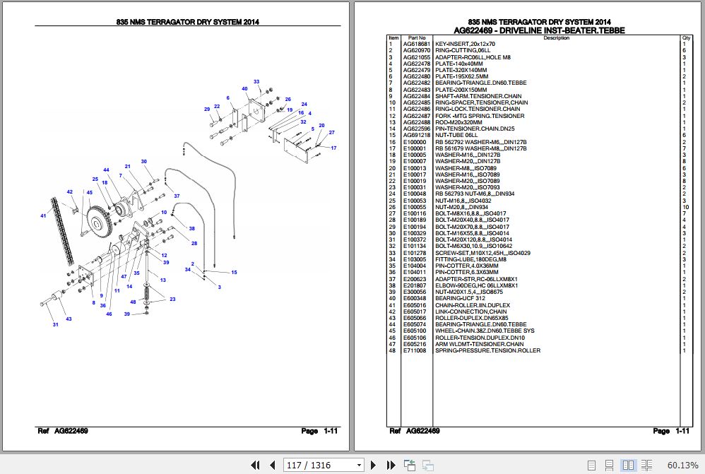 Challenger Terragator 835 NMS Dry System Parts Catalog AG641816