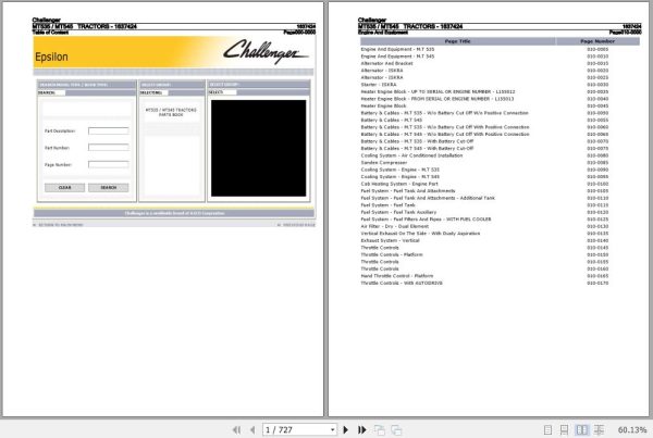 Challenger Tractor MT535 MT545 Parts Catalog 1637424
