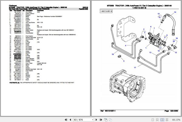 Challenger Tractor MT535B Parts Catalog 3906149