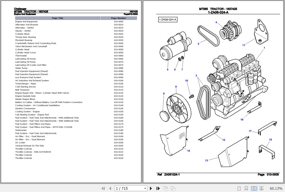 Challenger Tractor MT565 Parts Catalog 1637425