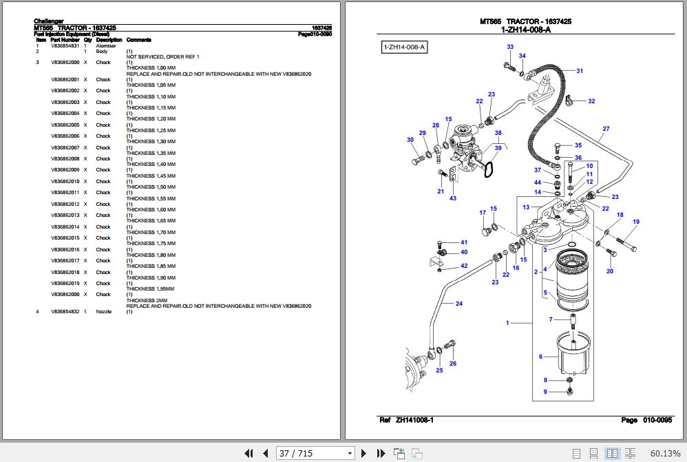 Challenger Tractor MT565 Parts Catalog 1637425
