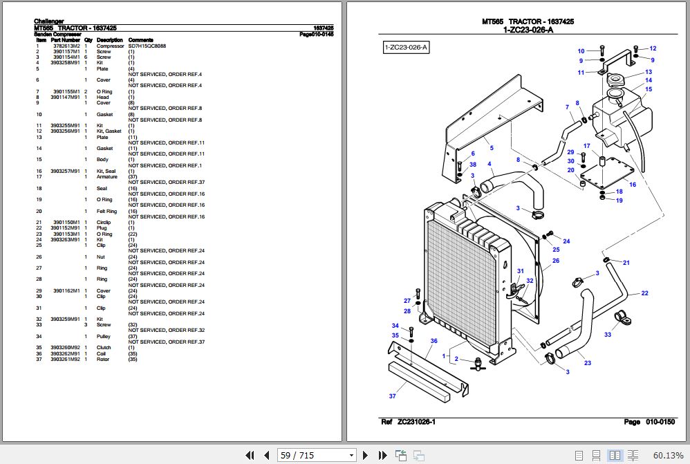 Challenger Tractor MT565 Parts Catalog 1637425