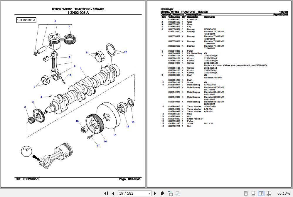 Challenger Tractor MT655 MT665 Parts Catalog 1637428