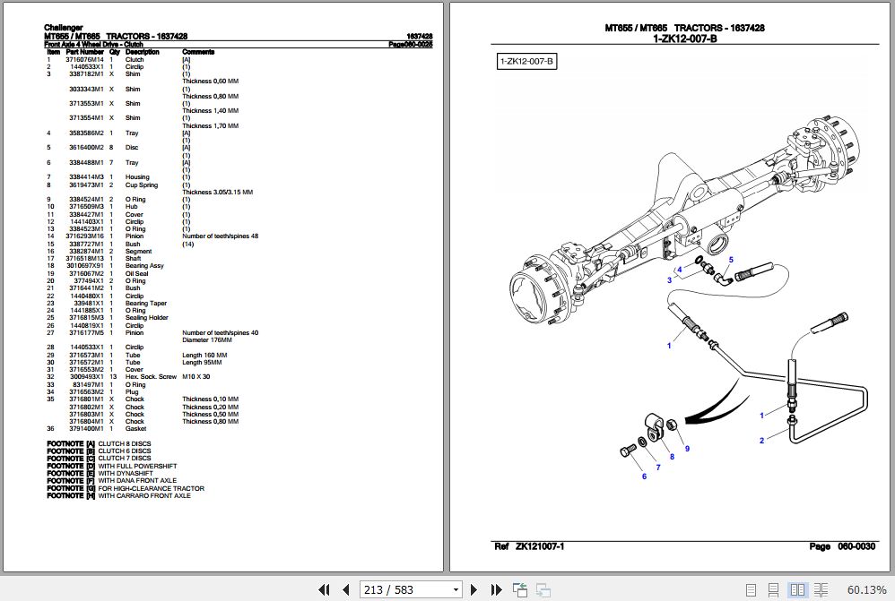Challenger Tractor MT655 MT665 Parts Catalog 1637428
