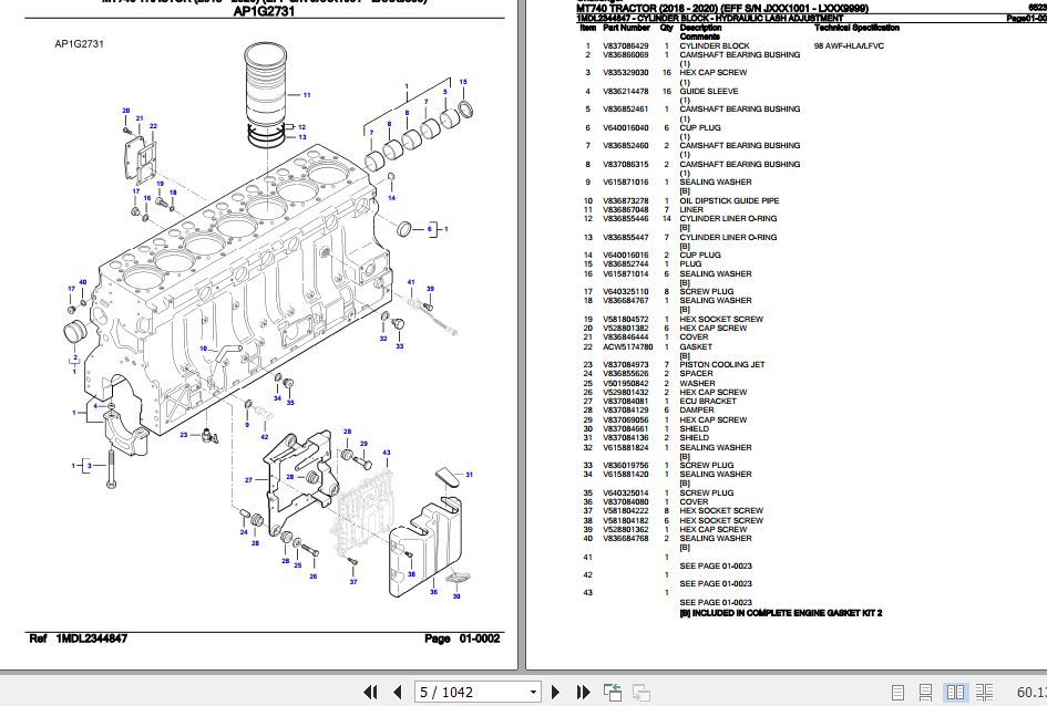 Challenger Tractor MT740 Parts Catalog 652363