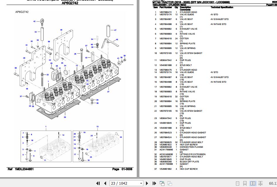 Challenger Tractor MT740 Parts Catalog 652363