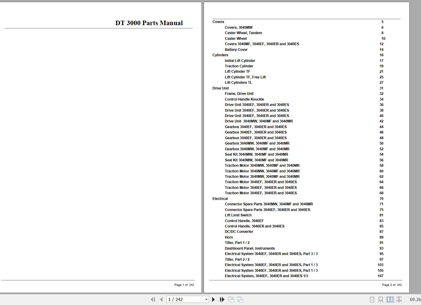 Crown Double Stacker DT3000 Parts Manual