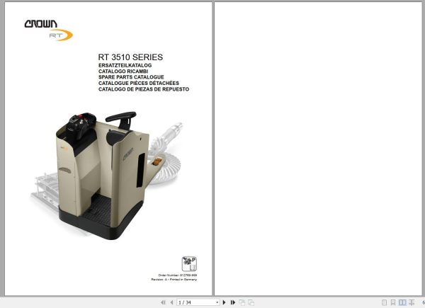 Crown Electric Pallet RT3510 Series Parts Manual