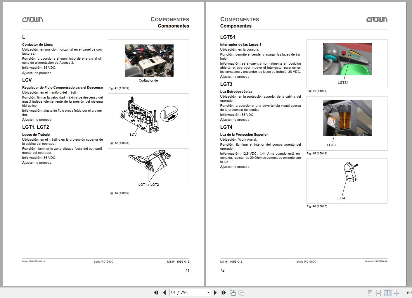 Crown Forklift RC5500 Series Service and Parts Manual ES