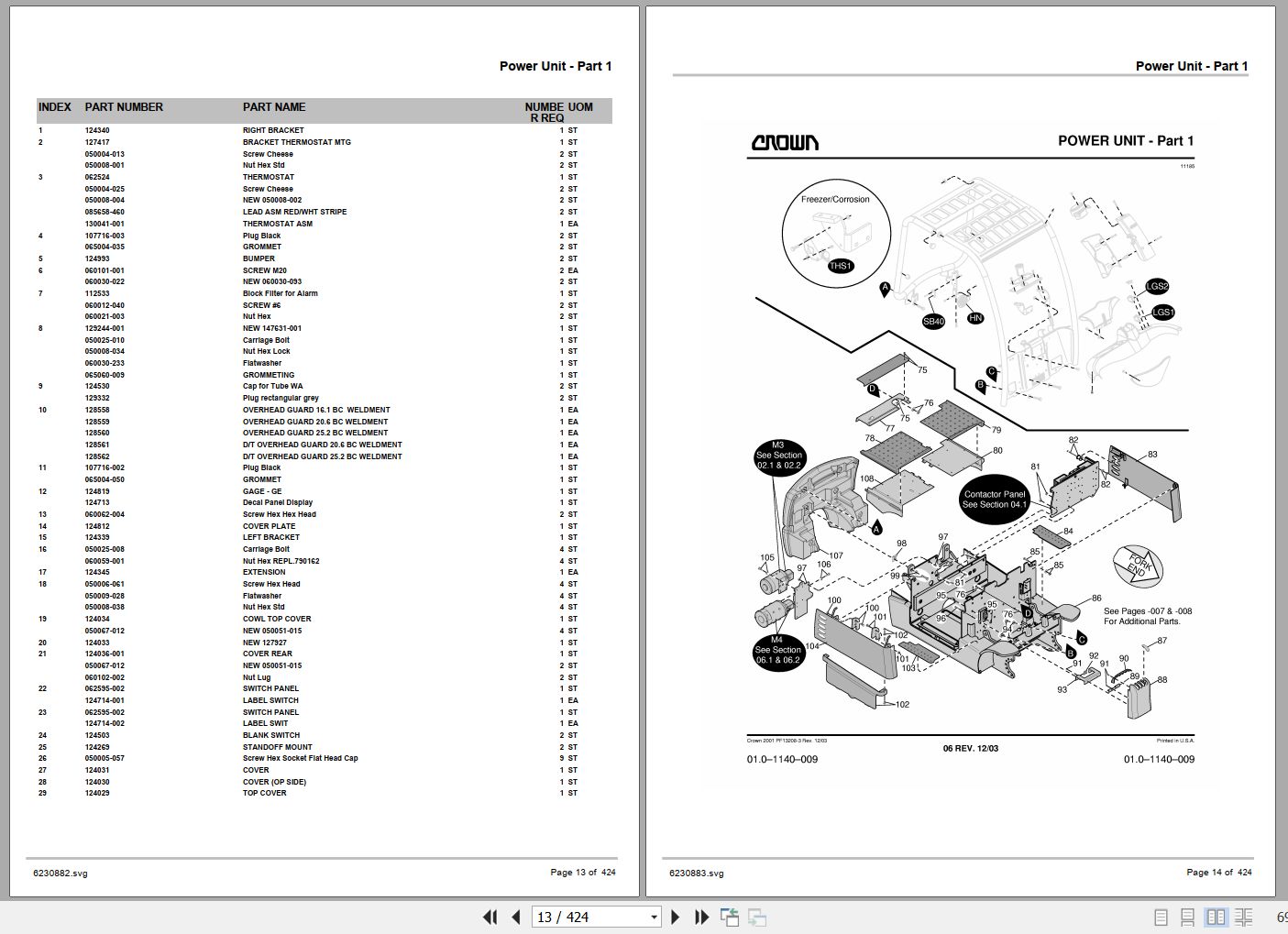 Crown Forklift SC4000 Parts Manual