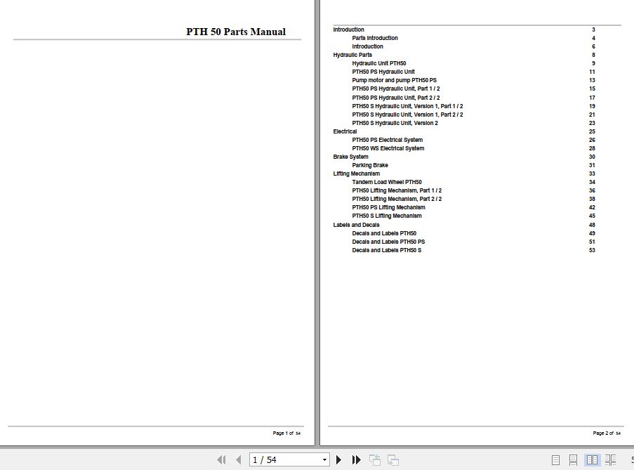 Crown Hand Pallet Jack PTH50 Parts Manual