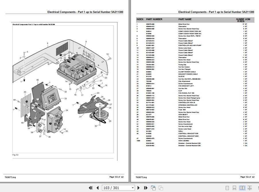 Crown Reach Truck ESR 5000 Parts Manual