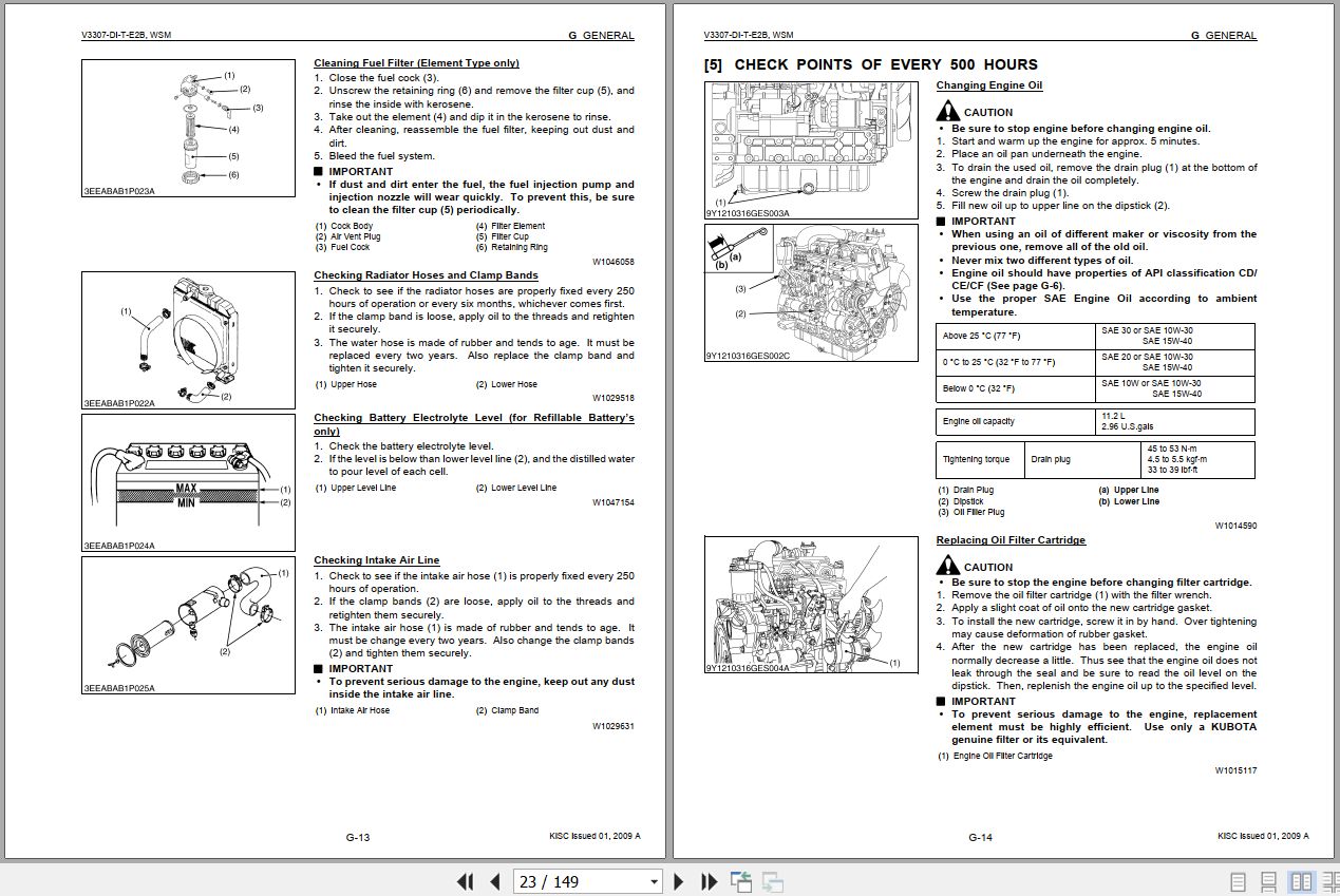 Kubota Engine V3307-DI-T-E2B Workshop Manual 9Y111-03160