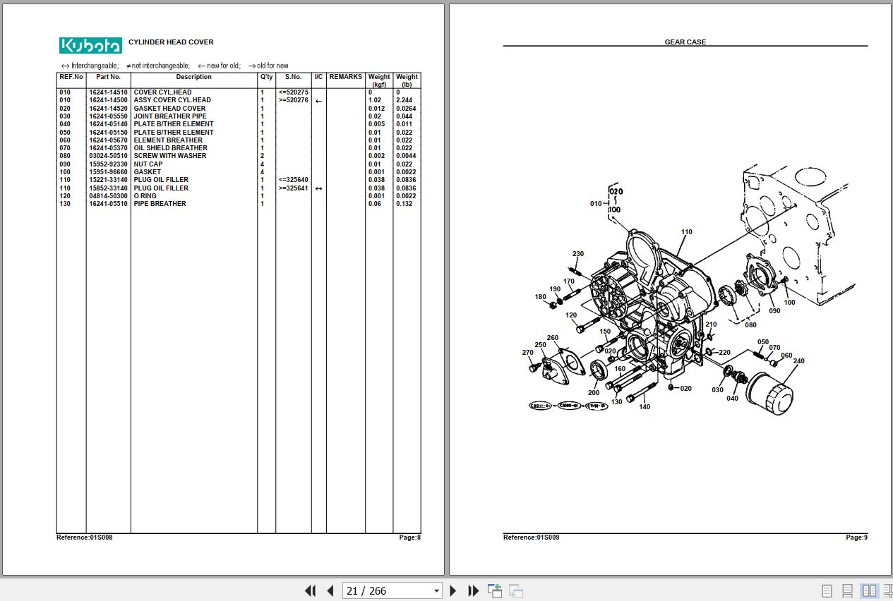 Kubota Excavators KX71 Parts Manual
