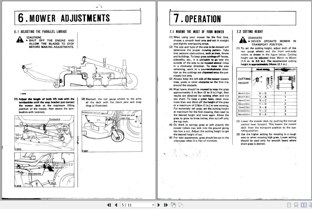 Kubota Mower Deck RC40-G RC44-G RC48-G Operators Manual