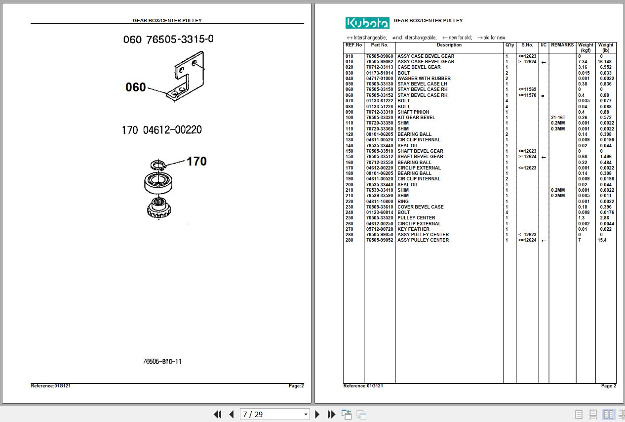 Kubota Mowers RC48-G20-S Parts Manual