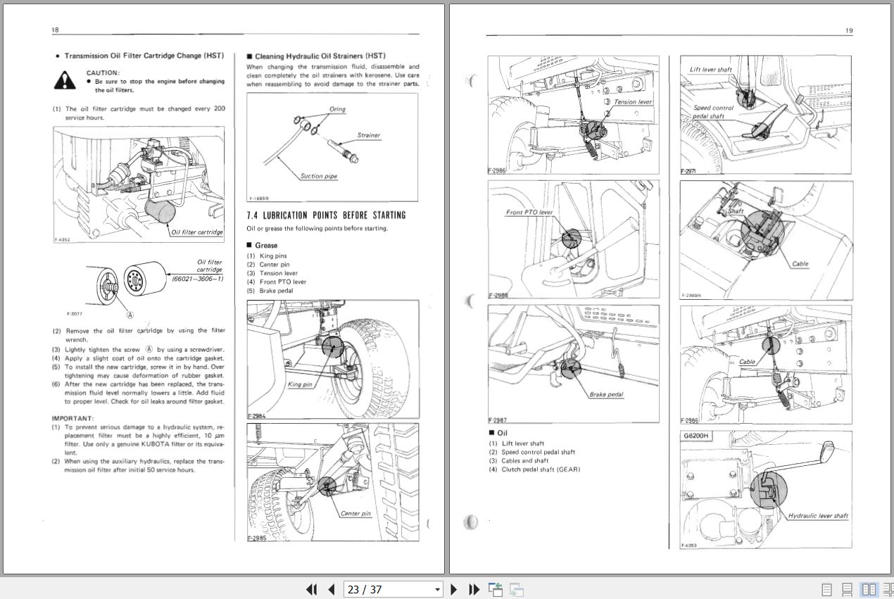 Kubota Tractor G3200 to G6200H Operators Manual 66021-6291-9
