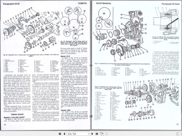 Kubota Tractor L175 L210 L225 L225DT L260 Workshop Manual