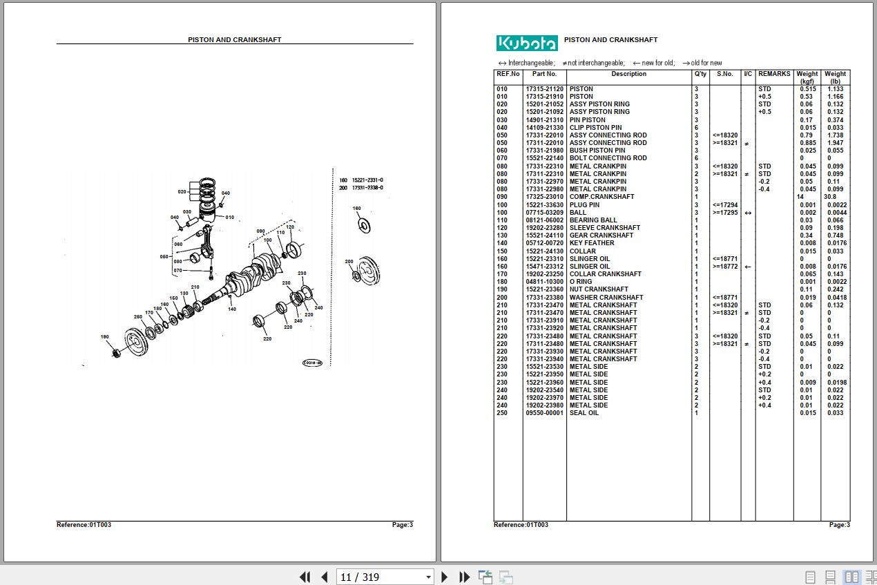 Kubota Tractor L2250DT Parts Manual