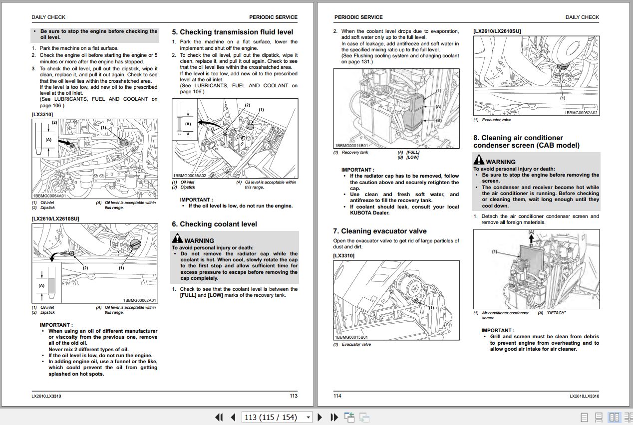 Kubota Tractor LX2610-LX3310 Operators Manual 6C830-6311-3