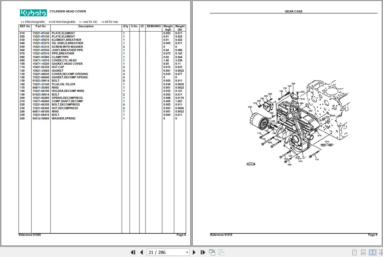 Kubota Tractor R400 Parts Manual