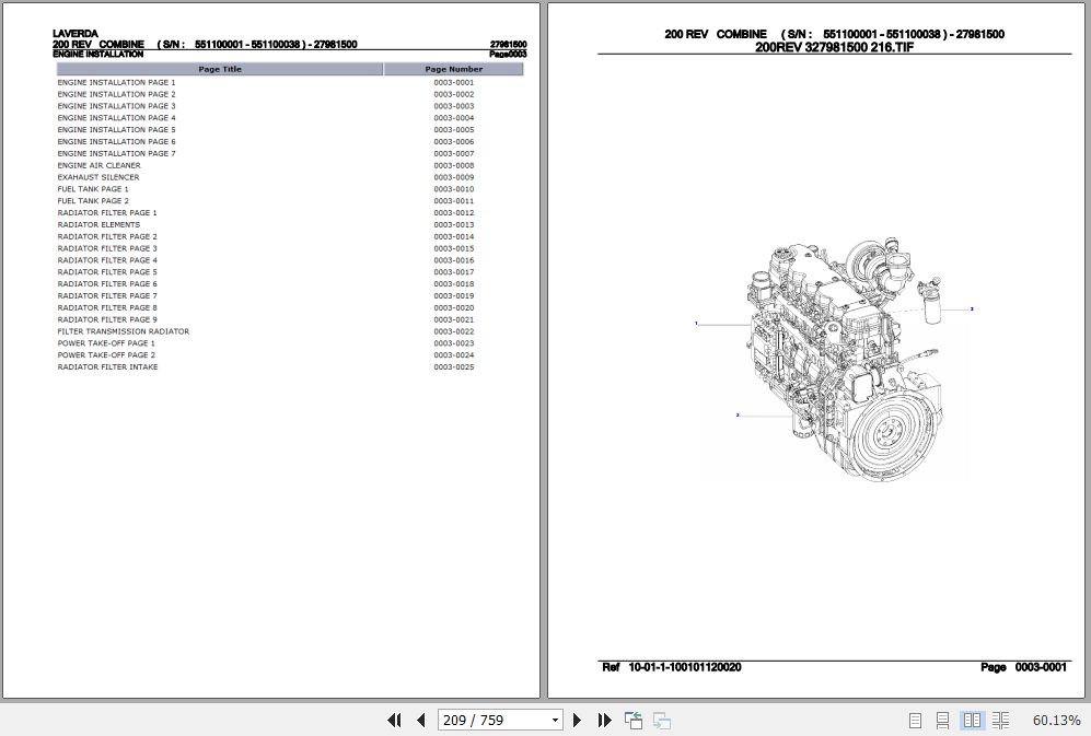 Laverda Combine 200 REV Parts Catalog 27981500