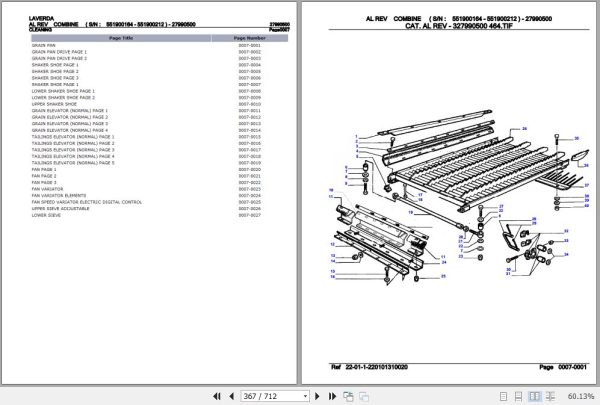 Laverda Combine AL REV Parts Catalog 27990500