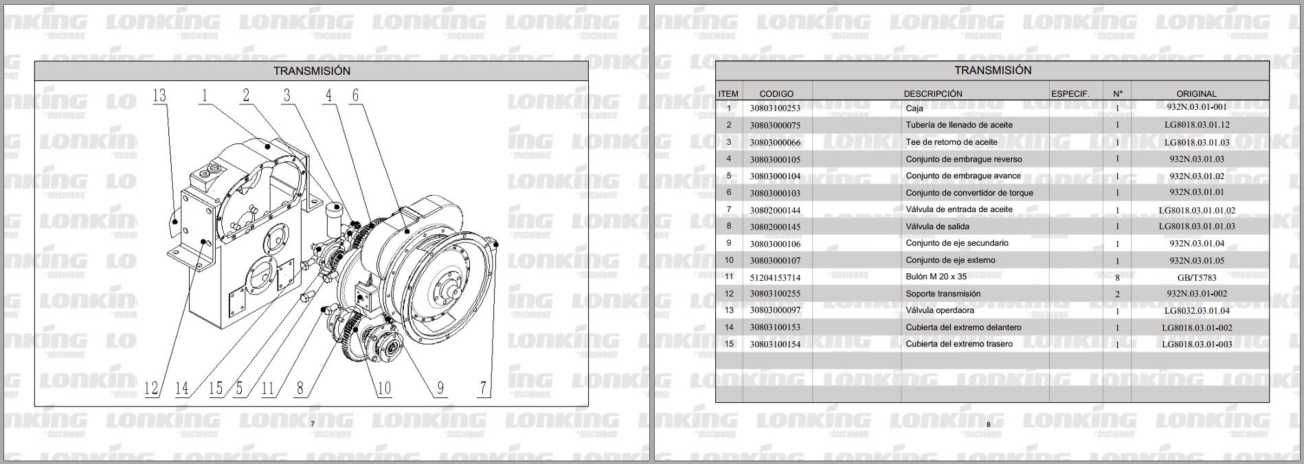 Lonking Wheel Loader CDM932 Spare Parts Catalog ES