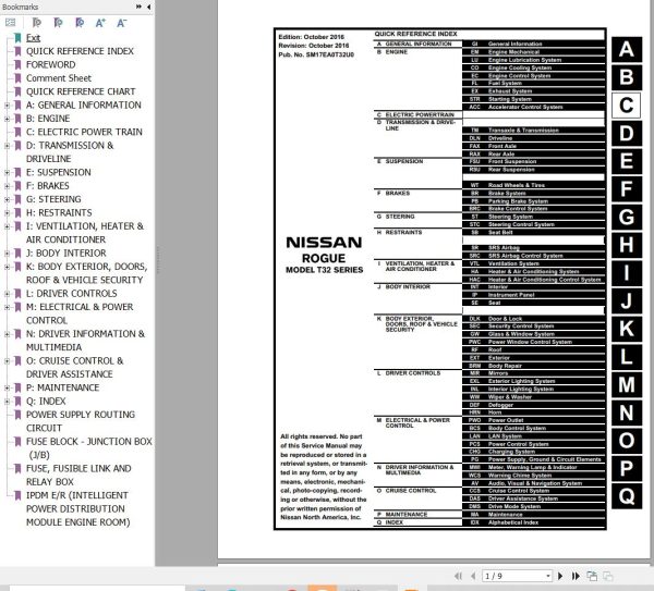 Nissan Rogue T32 2017 Workshop Manual