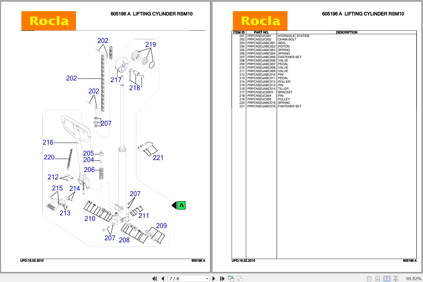 Rocla Stackers RSM10 Parts Catalog 2010