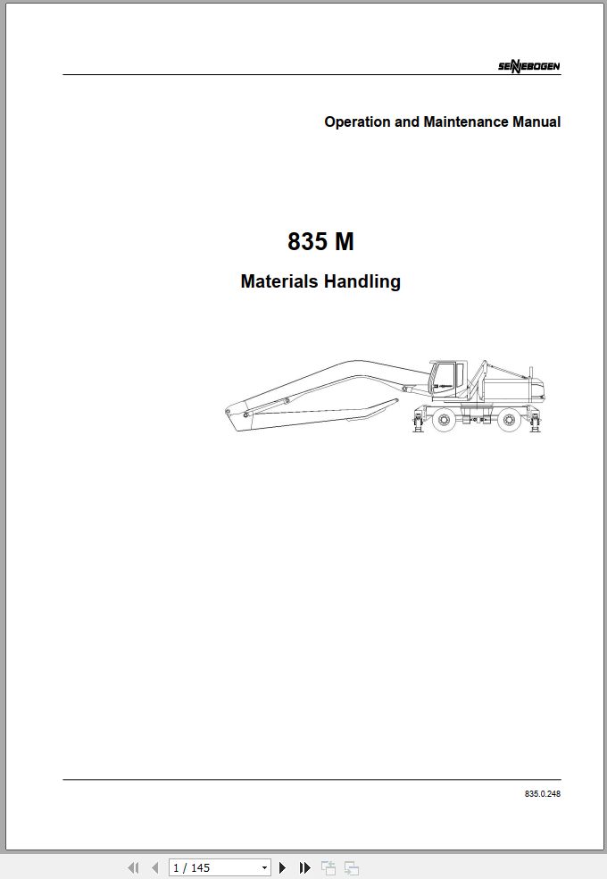 Sennebogen Material Handlers 835 M 835.0.266 Operating and Maintenance ...