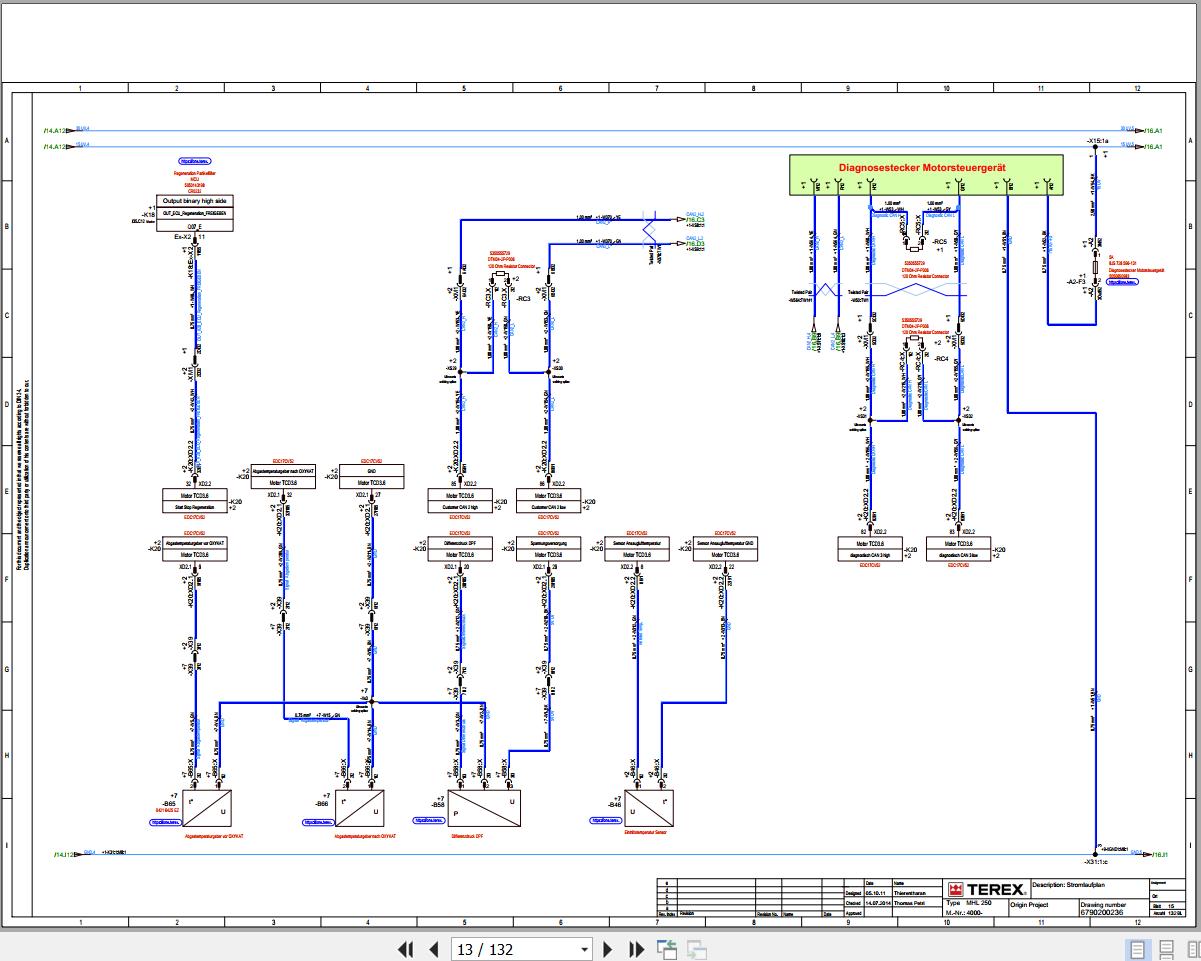 Terex Fuchs Material Handlers MHL250 4000- Wiring Diagram 6790200276 DE