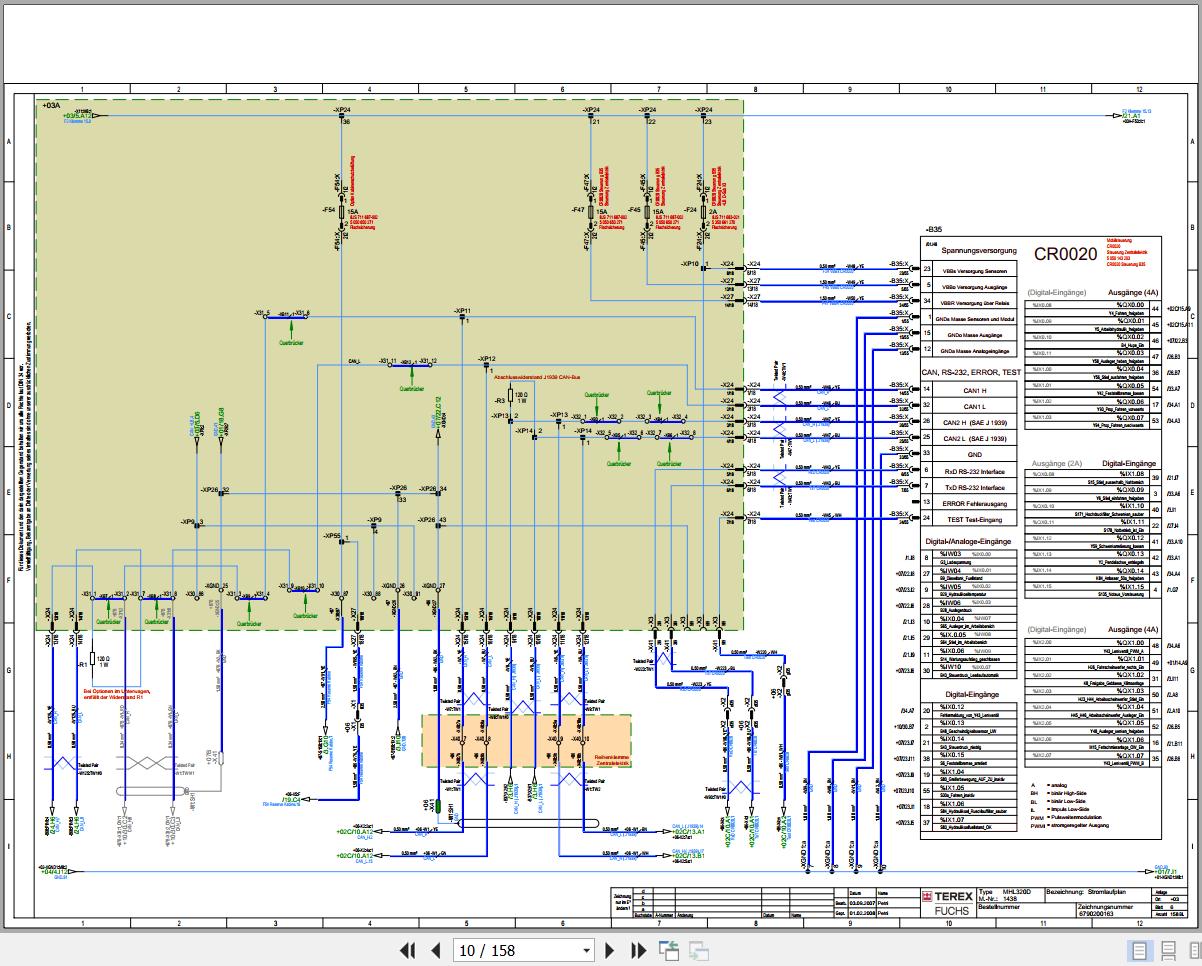Terex Fuchs Material Handlers MHL320D 1438 Wiring Diagram 6790200163 DE