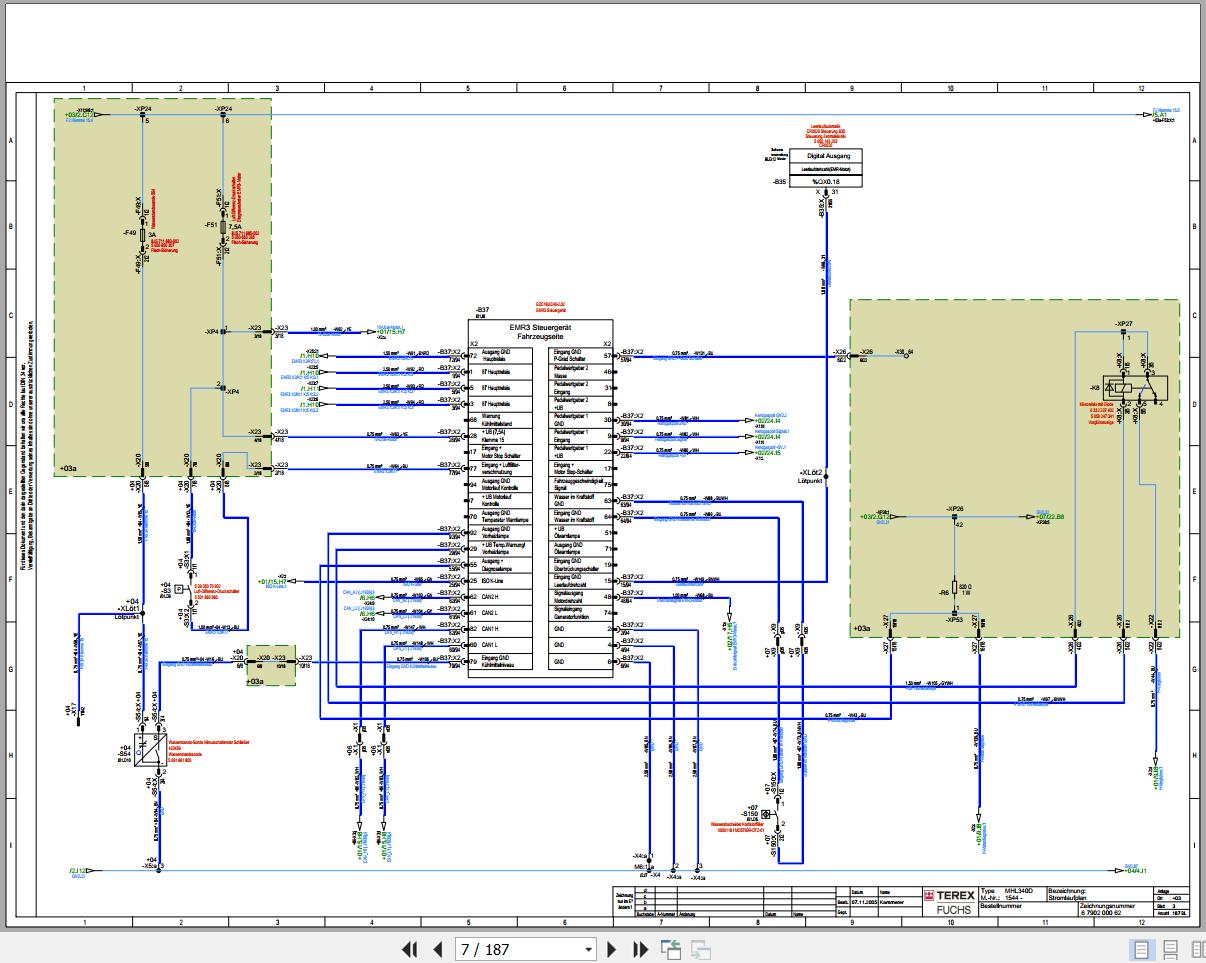 Terex Fuchs Material Handlers MHL340D 1544- Wiring Diagram 6790200062 DE