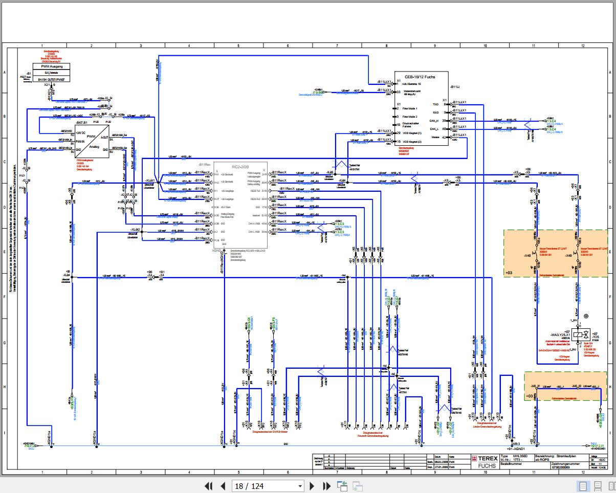 Terex Fuchs Material Handlers MHL350D 1773- Wiring Diagram 6790200089 DE